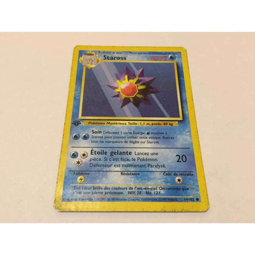 Carte pokémon staross 64/102 commune set de base logo 1 édition wizard