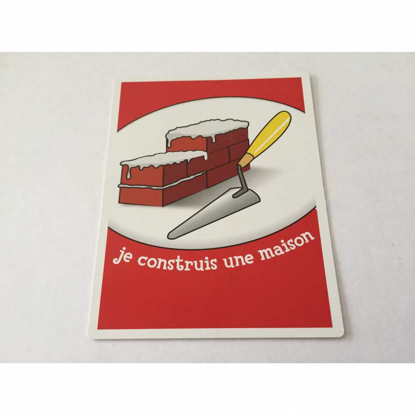 Carte je construis une maison pièce détachée Devine tête mimes