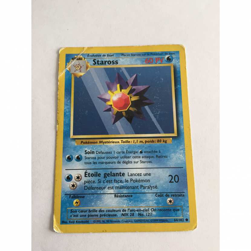 Carte pokémon staross 64/102 commune set de base wizards 1995 marqué